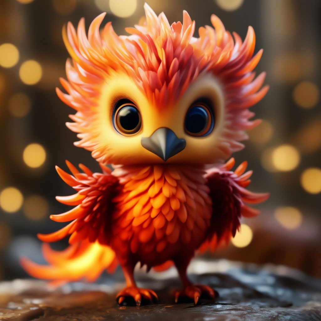 "Cute little phoenix" — image created in Shedevrum
