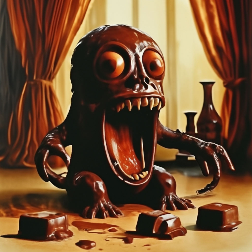 "A strange Creature made of chocolate, a mouth on the contrary" — image ...
