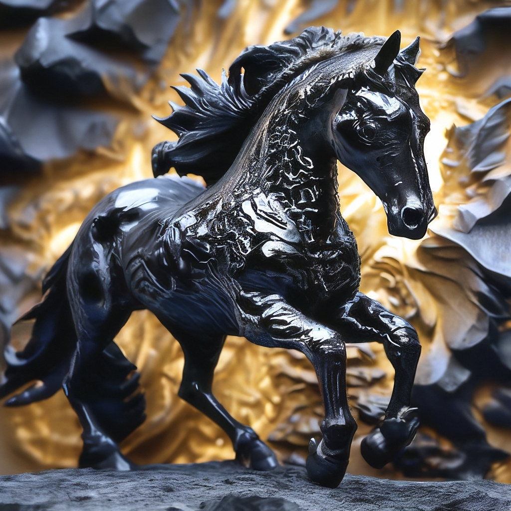 "Horse black obsidian, texture of black obsidian horse attention to ...