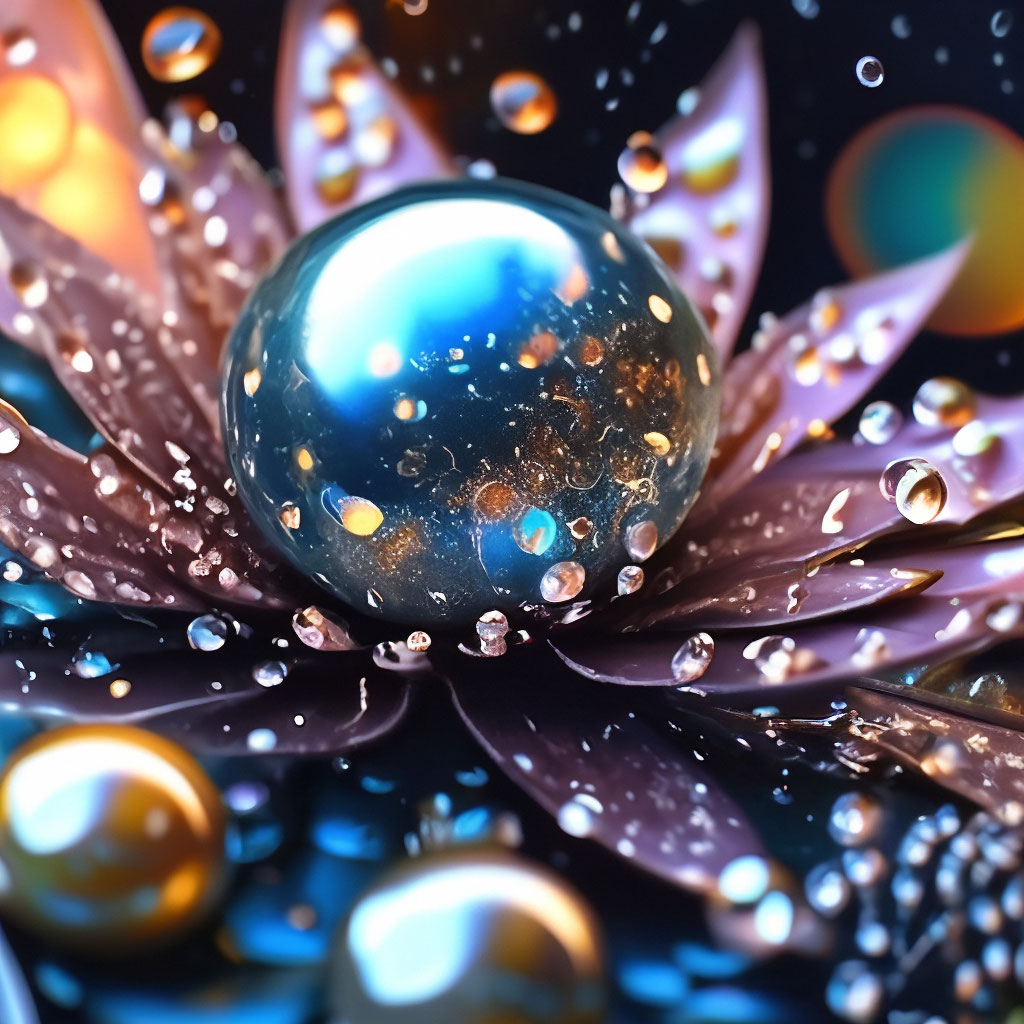 "Surreal sketch, hyperrealism, 3D, fantasy, black pearls, colored ...