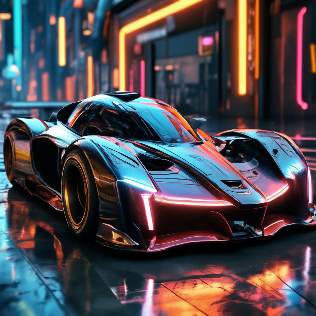 "Very cool racing car in cyberpunk style, high detail, high realism ...