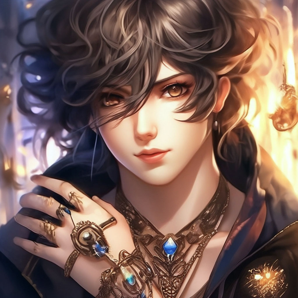 "Fantasy art, guy, deep expressive brown eyes, mesmerizing look ...
