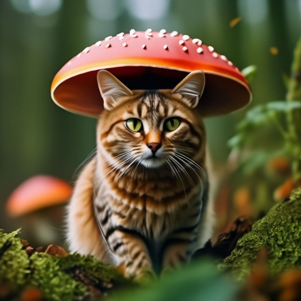 "Mushroom Cat" — image created in Shedevrum