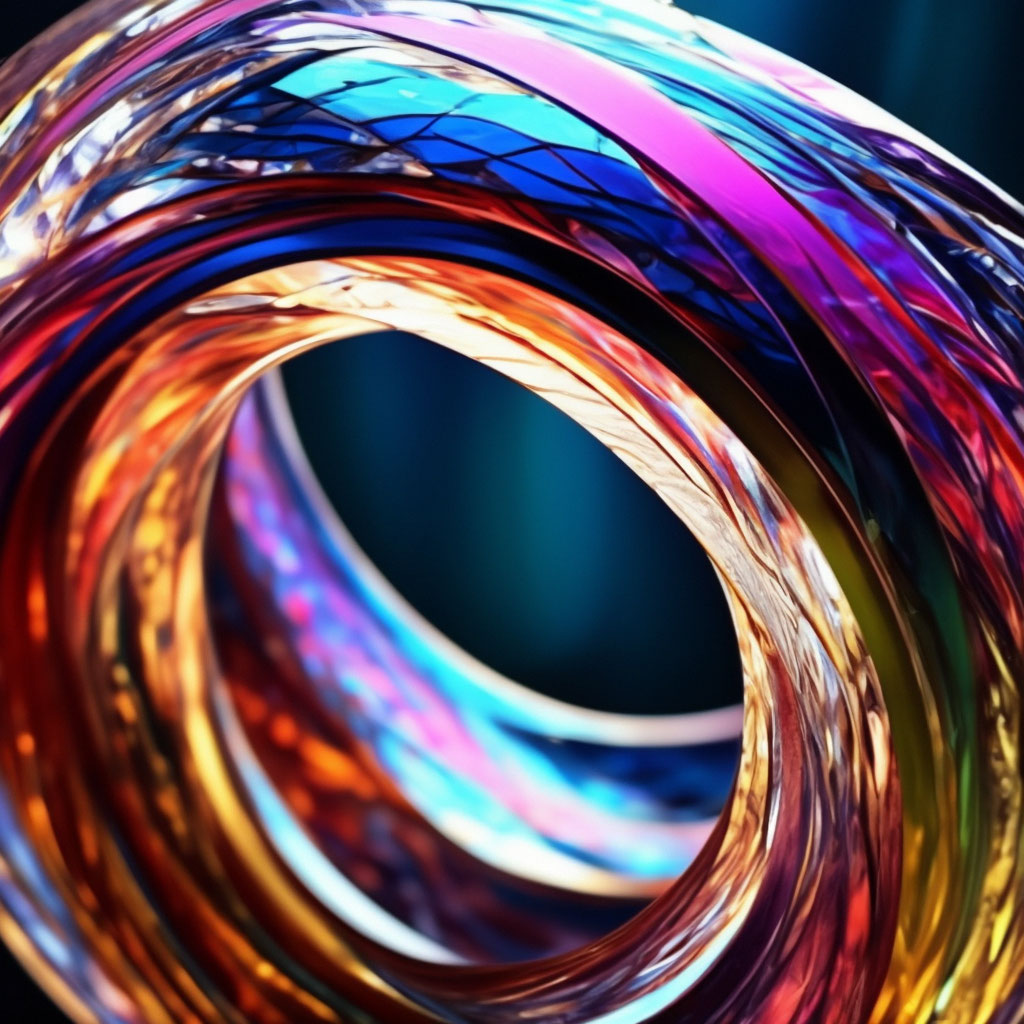 "Flat mobius ribbon shimmers with different colors, gradient, filigree ...