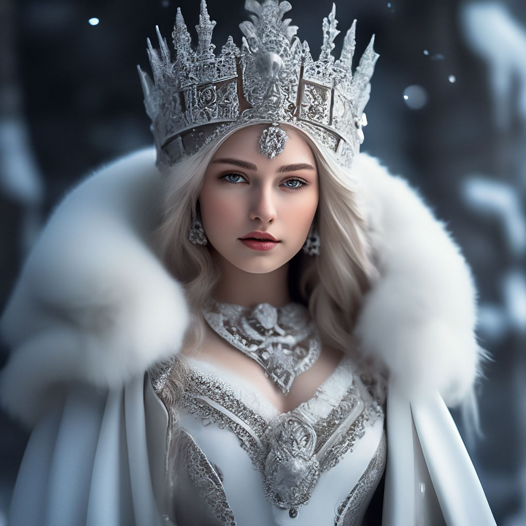 "Snow queen, empress, antiquity, queen, beautiful girl, white skin ...