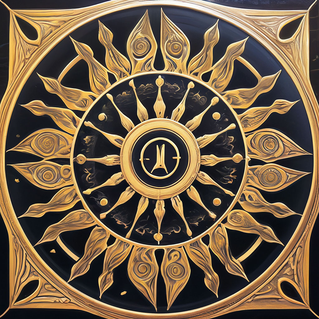 "Symbol: "Black Sun". The solar wheel. It consists of twelve radial sig ...