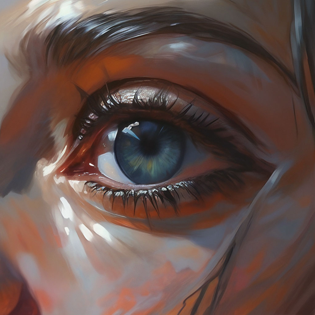"Computer graphics sadness, beautiful, realistic, close-up, oil ...