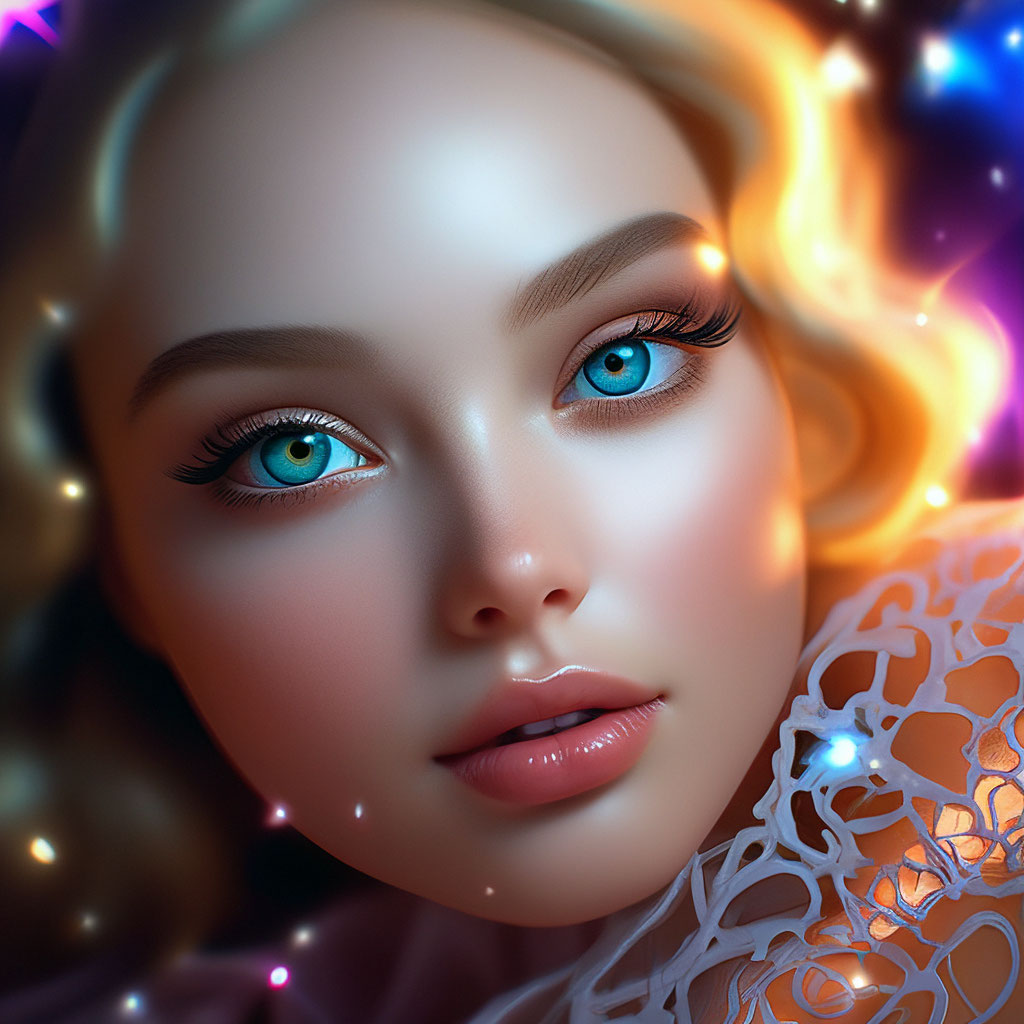 "Very beautiful girl, shining eyes, plump lips, surrealistic,looking ...
