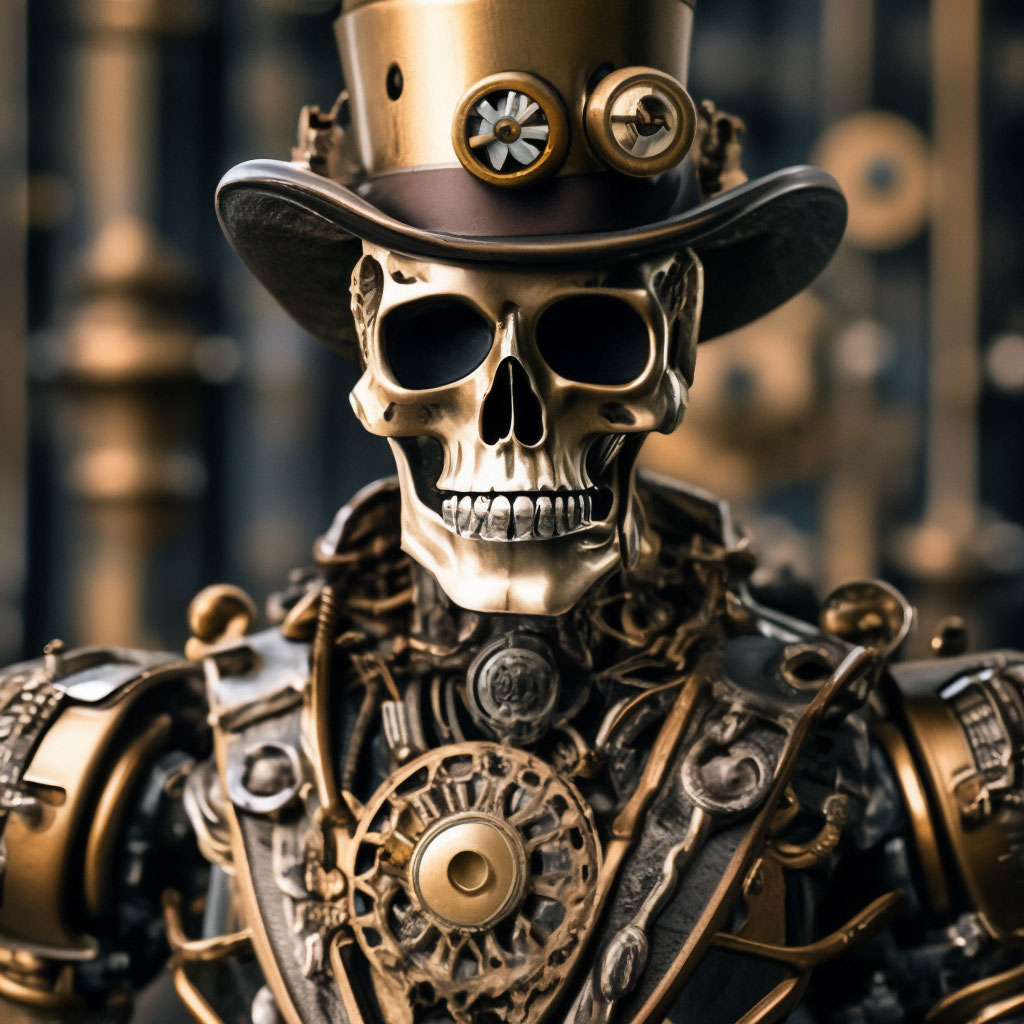 "Skeleton steampunk" — image created in Shedevrum