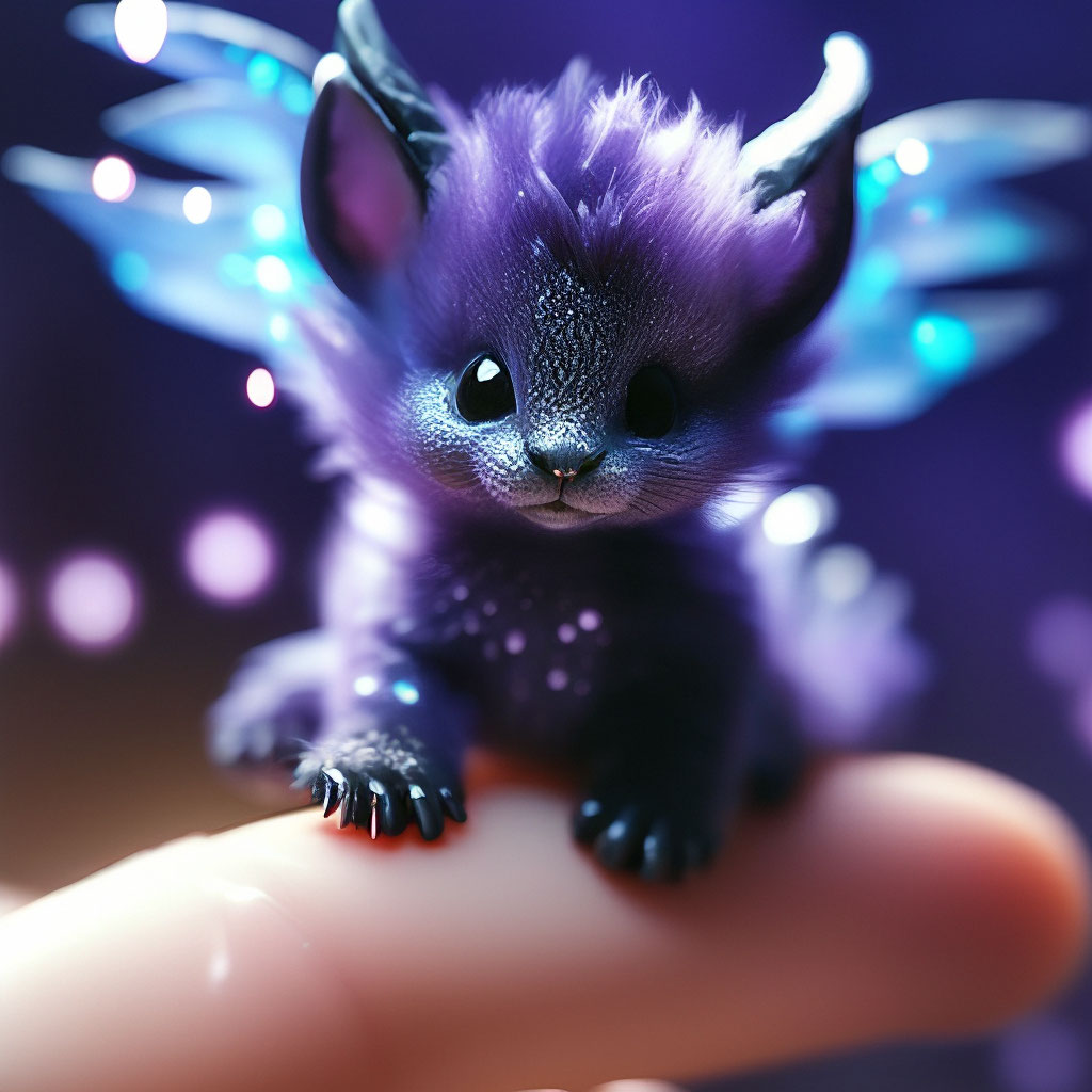 "Mini dragon small,tiny,cute, purple fluffy kitten with black shining ...