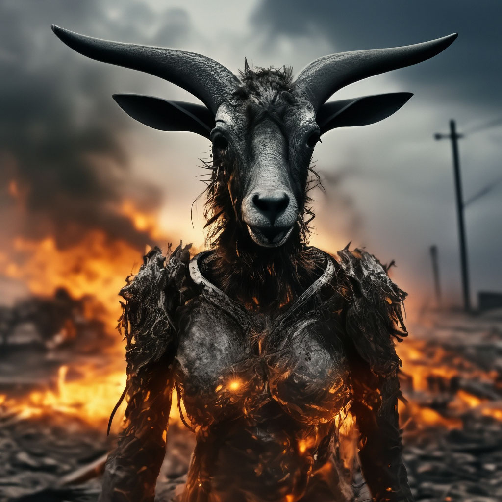 "A woman's body in the form of an upturned goat" — image created in ...