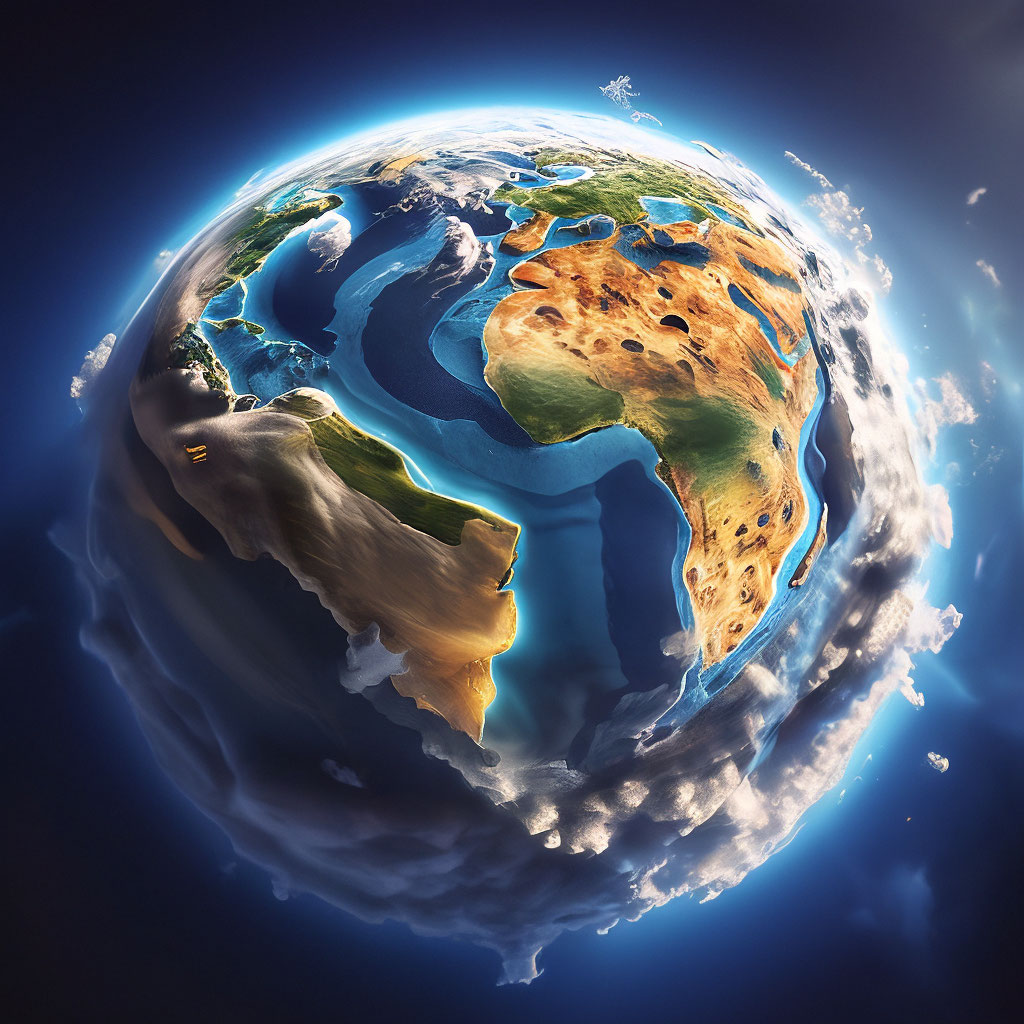 "Planet Earth exploded view from space" — image created in Shedevrum