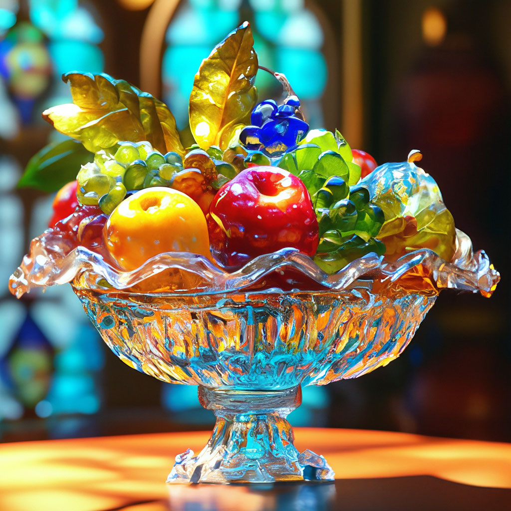 "Glass products, beautiful glass fruits, unusual, delicate tones, in an ...