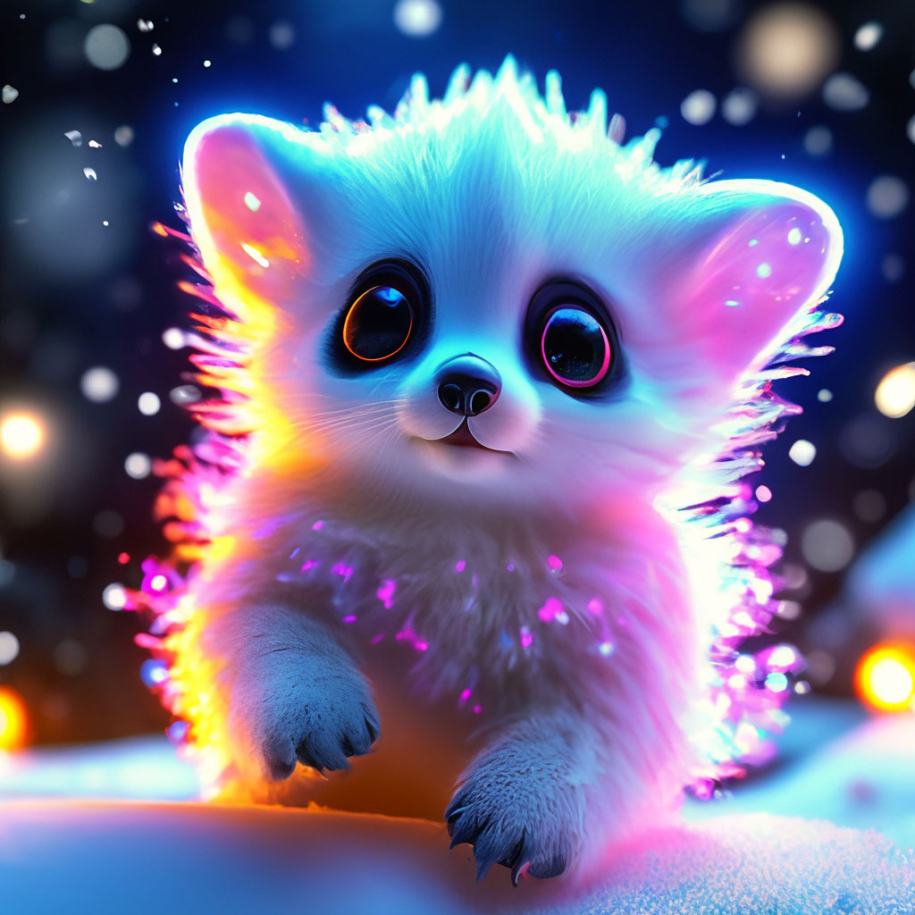 "Manul, neon light Beautiful, cute, baby manula, baby, expressive eyes ...