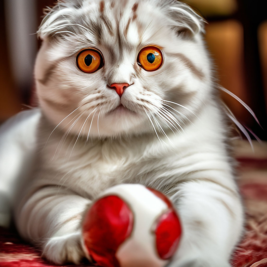 "Scottish fold, ears lie close to the head, coat color is white with ...