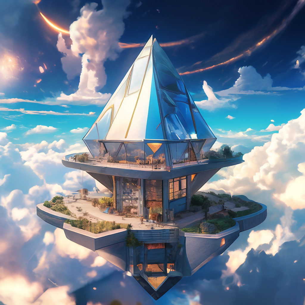 "A diamond house in the sky" — image created in Shedevrum