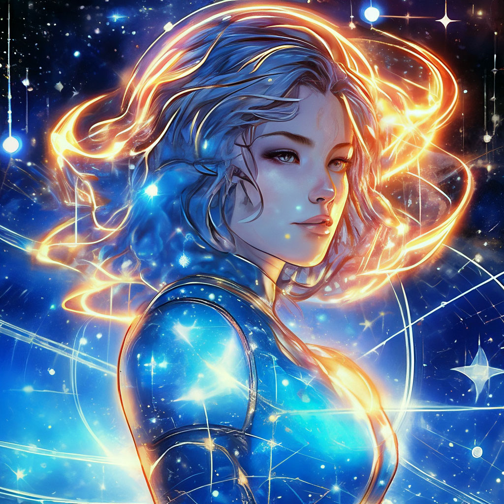 "Aquarius constellation,girl,magic,double exposure,drawing" — image ...