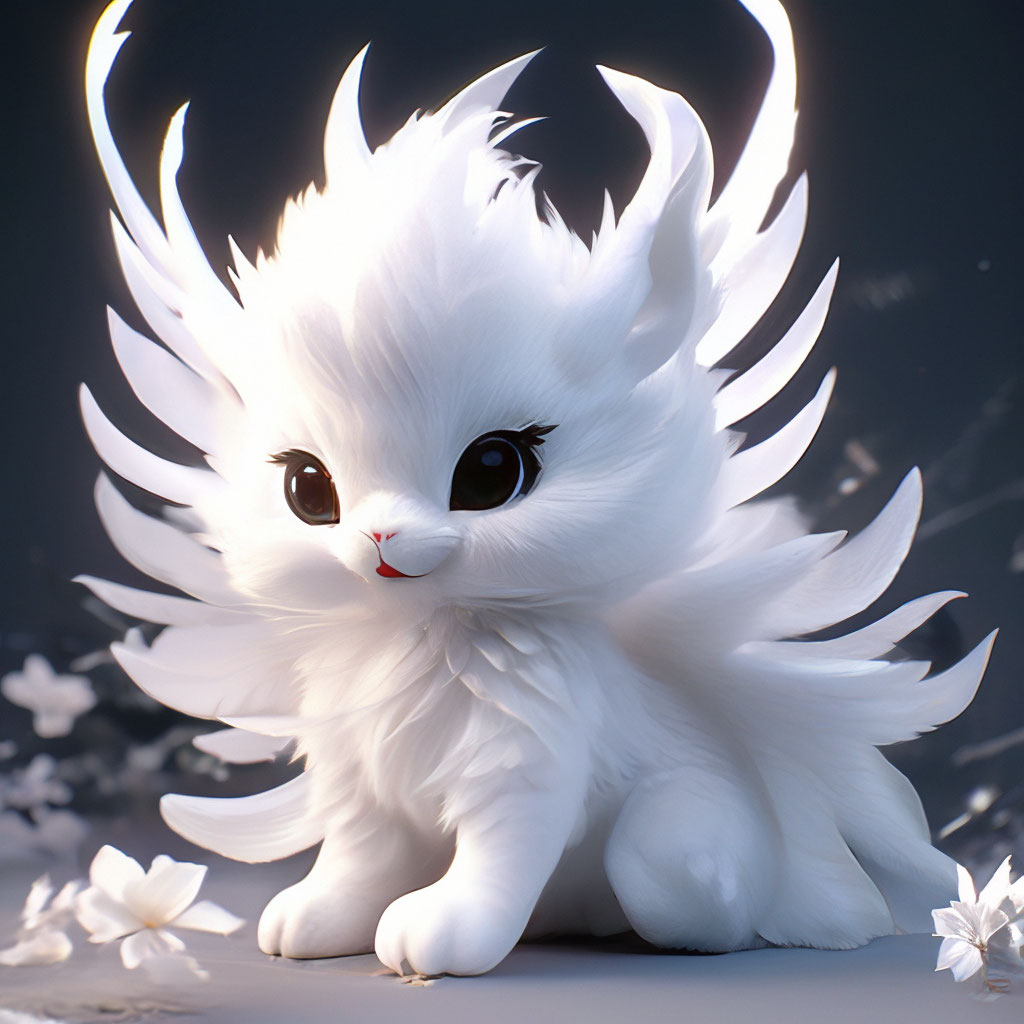"Delicate beautiful satin cute baby demon fluffy feather wavy ear ...