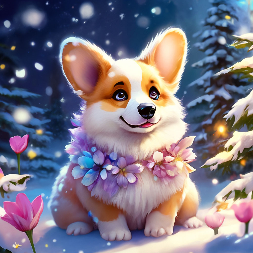 "Beautiful corgi flower, back overgrown with flowers, back full of ...