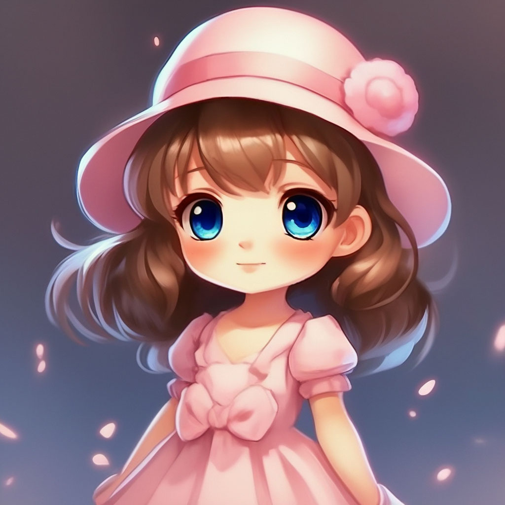 "Cute girl, chibi, big head, small body, anime style, light brown hair ...