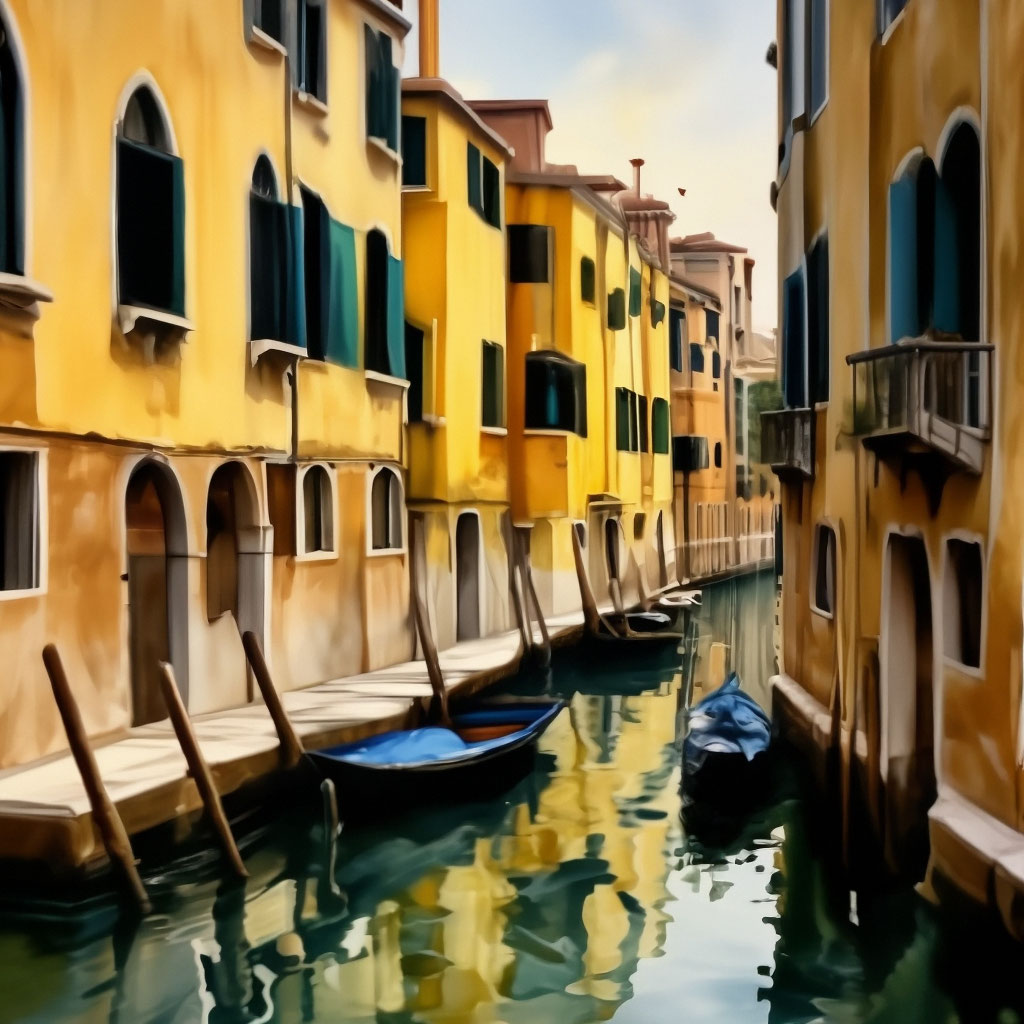 "Italy 🇮🇹 watercolor yellow houses Venice, aesthetically pleasing ...