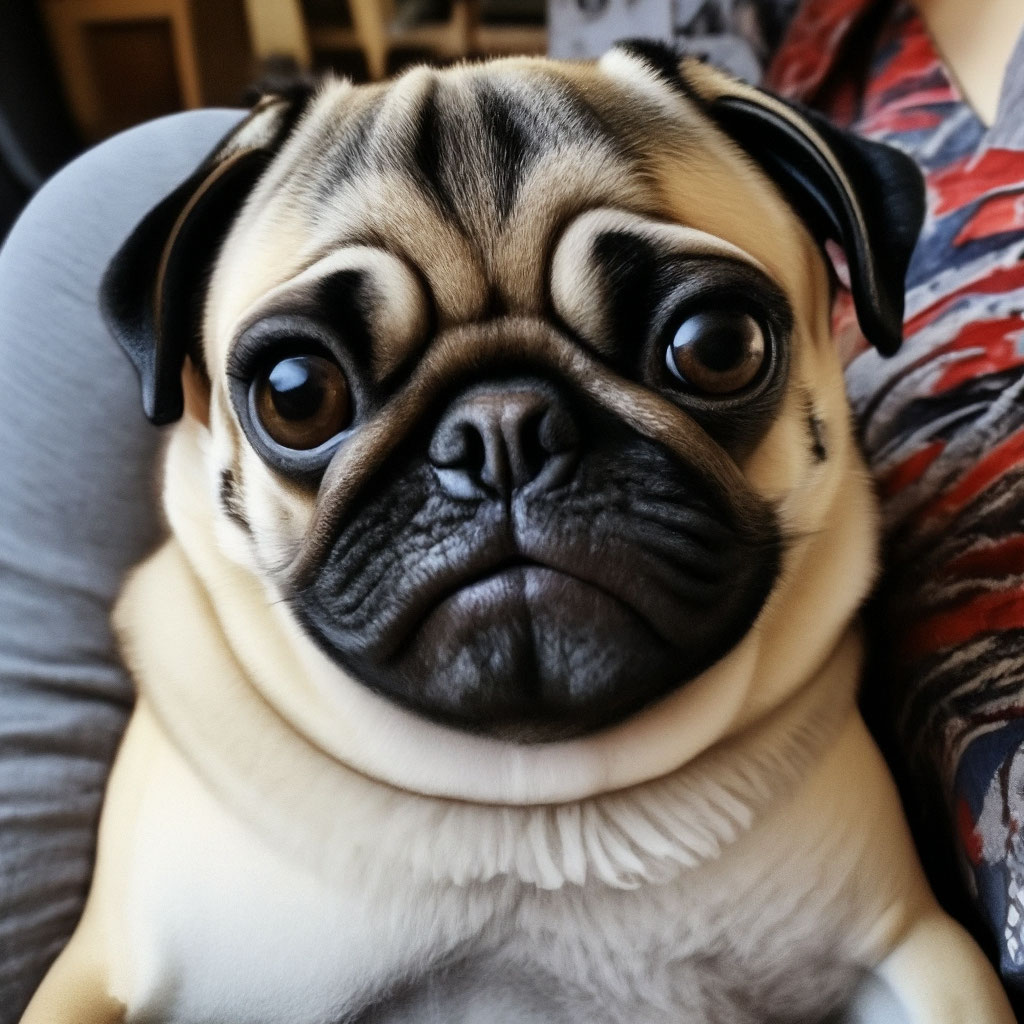 "Scratched the pug's belly" — image created in Shedevrum