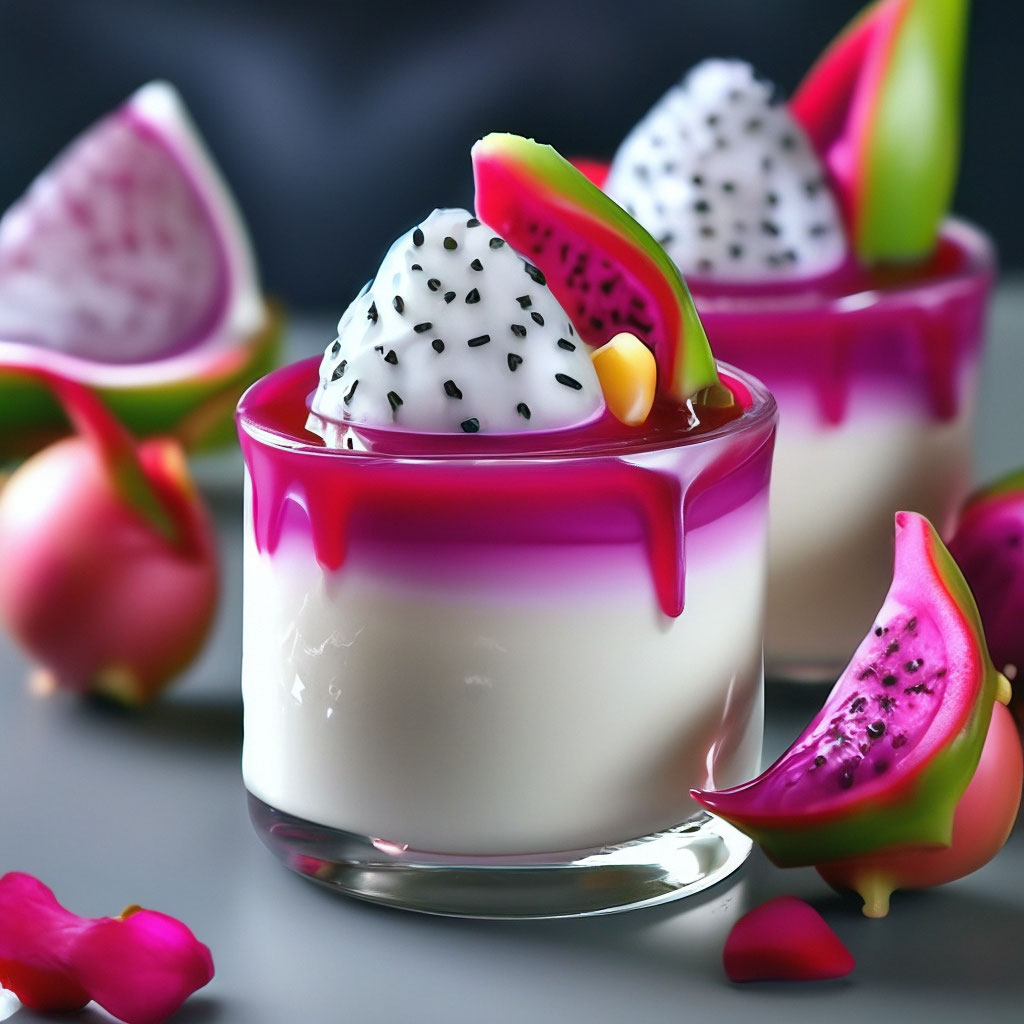 "Exotic dessert, Dragon fruit mousse, mouthwatering beautifully, 4k ...