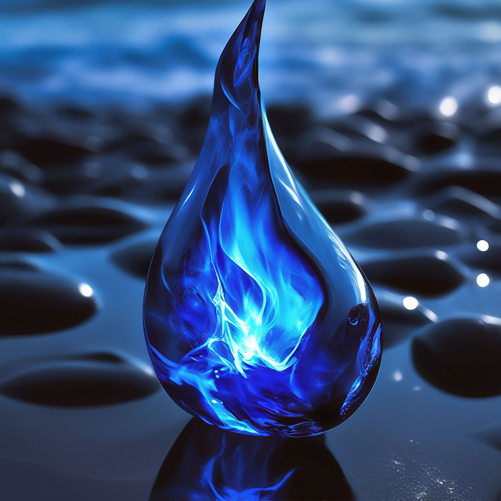 "Human Soul, drop+Blue , a living fire" — image created in Shedevrum
