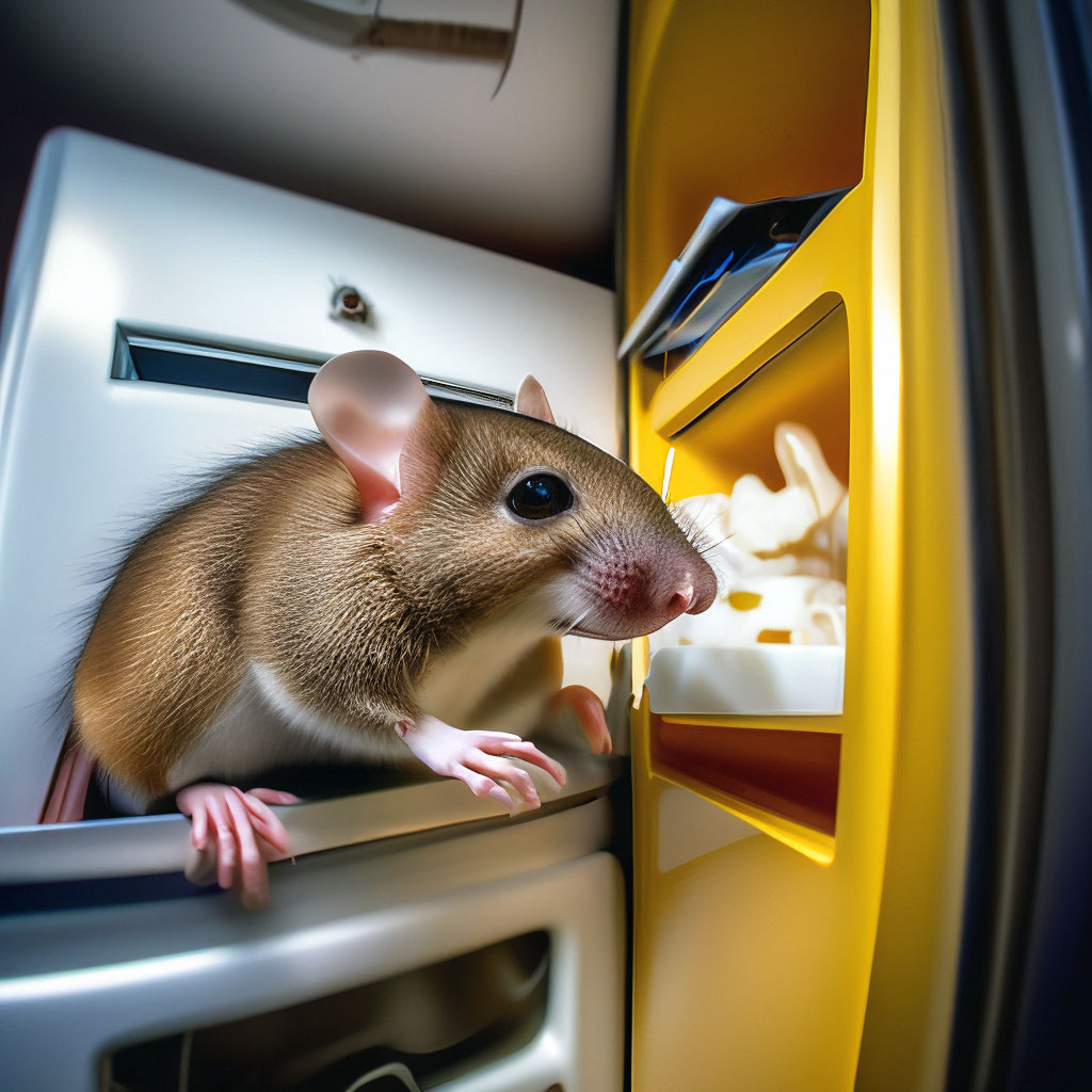 "A mouse hanged itself in the refrigerator" — image created in Shedevrum