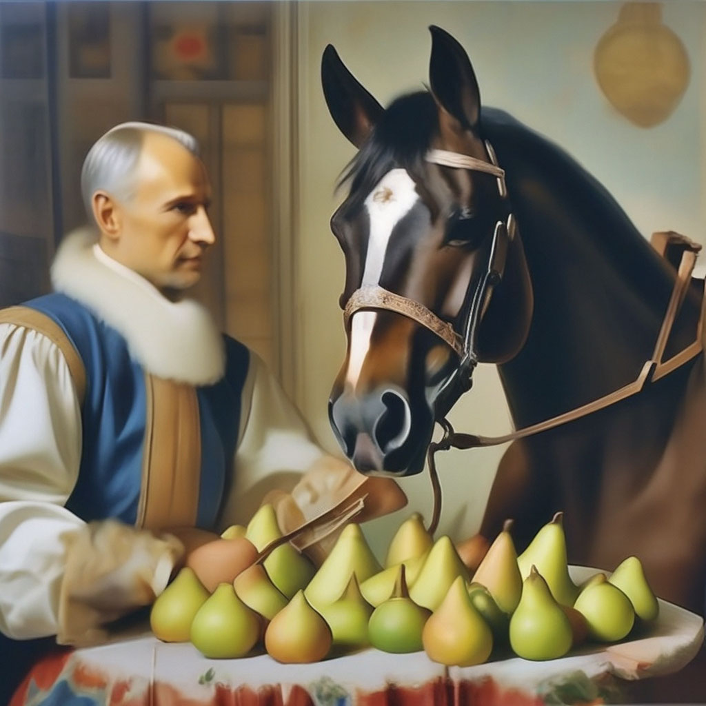 "The husband took up the horse and ate too many pears, a Russian ...