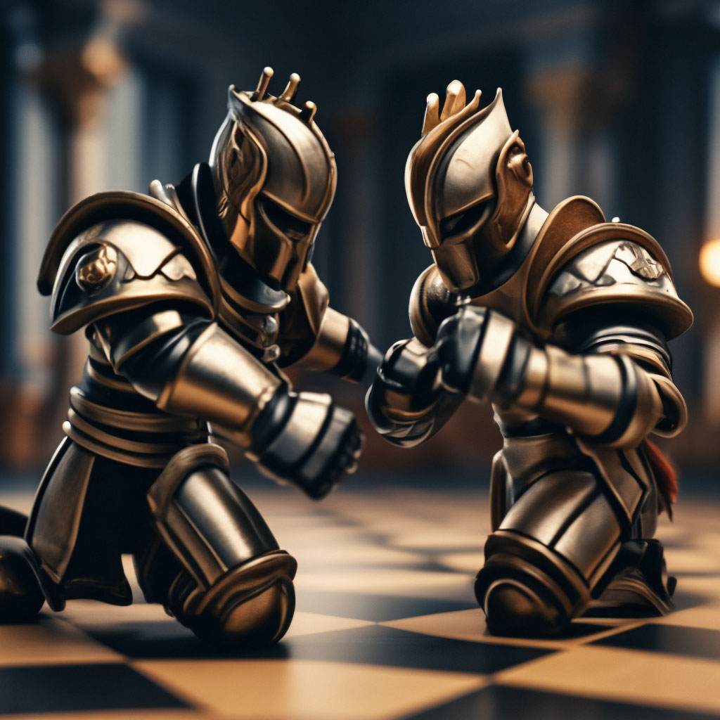 "Chess brawl, realistic" — image created in Shedevrum