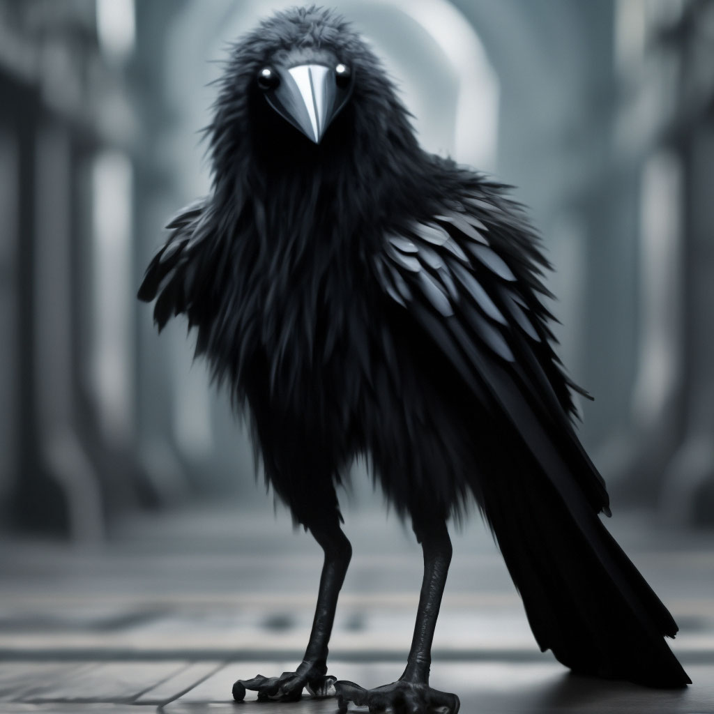 "Black fur female body, anthropomorphic fur crow" — image created in ...