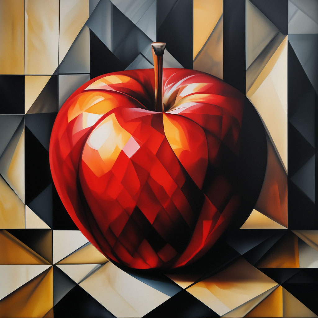 "Cubism, abstractionism, apple" — image created in Shedevrum