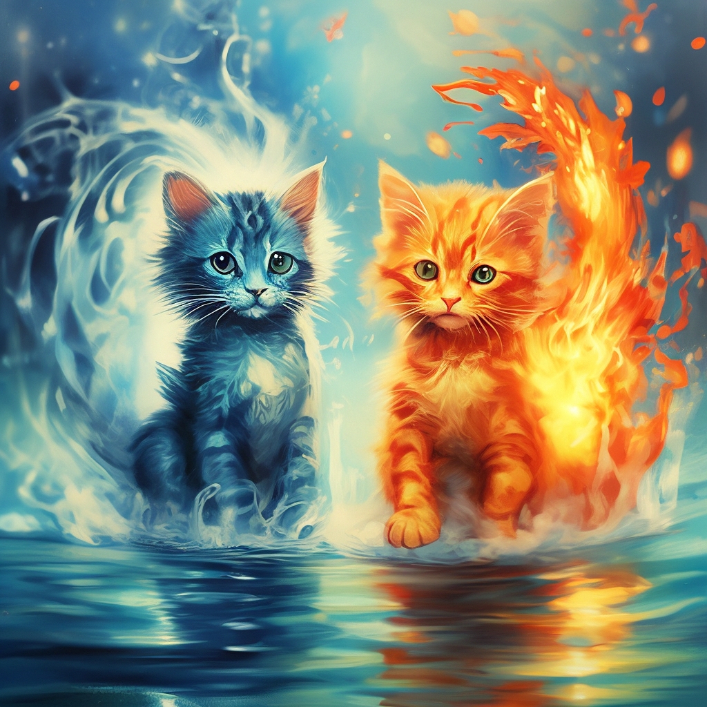 "Fire and Water kitten" — image created in Shedevrum