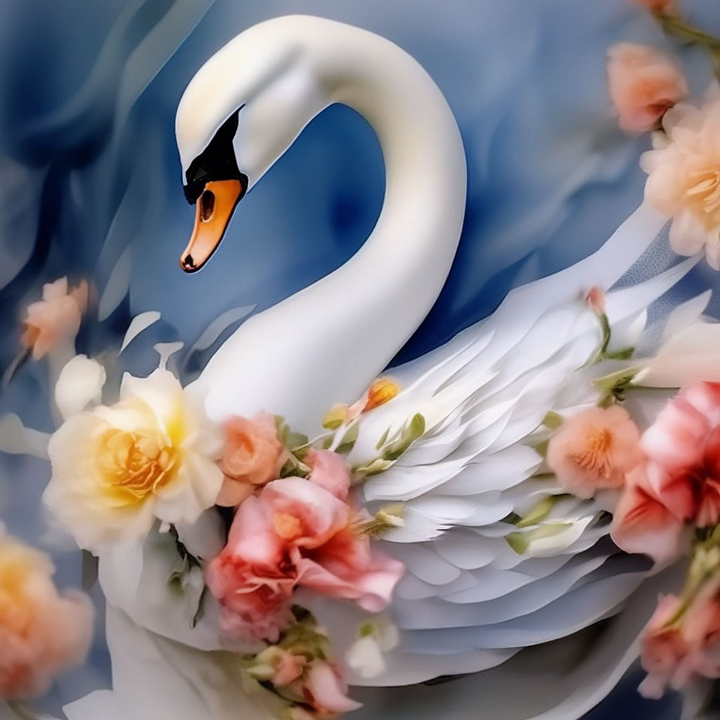 "Flower knows swan ballet Computer graphics,watercolor, fine ink ...