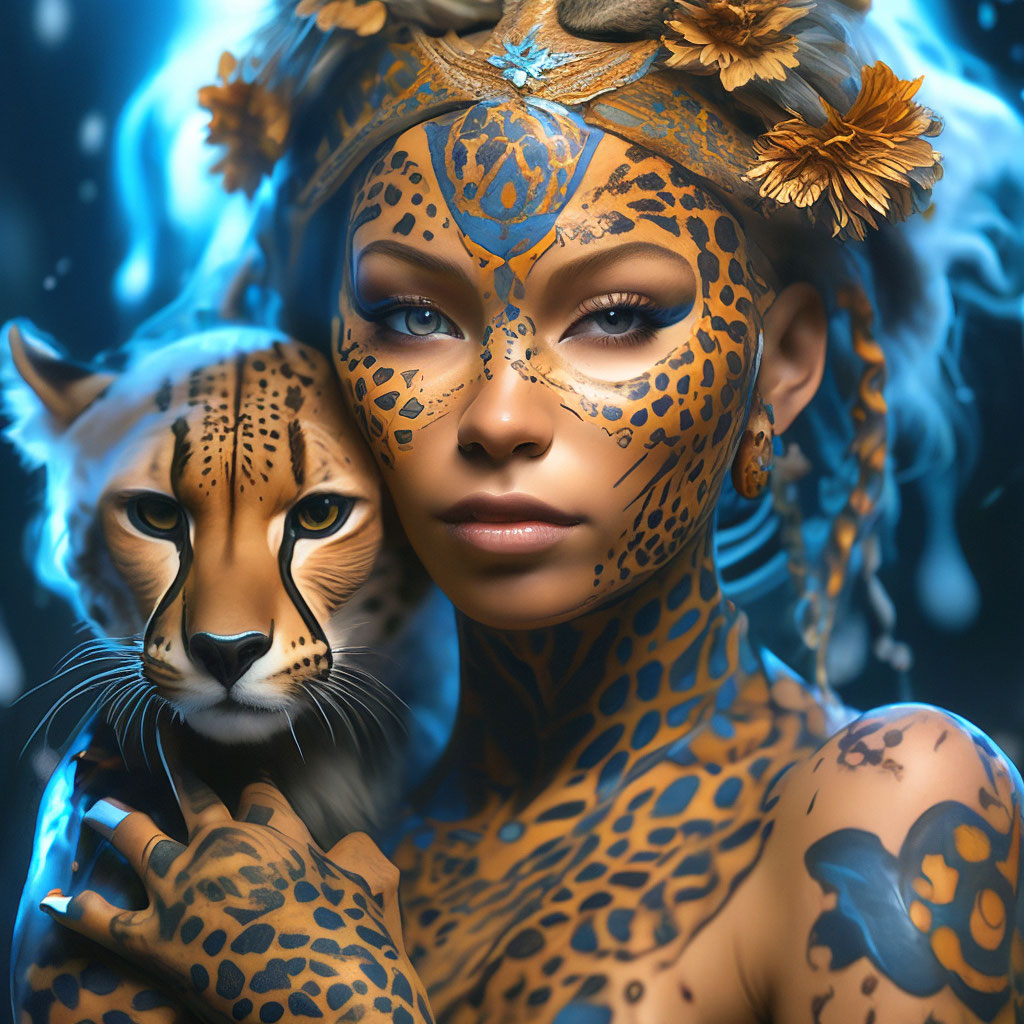 "Elemental cheetah girl hyperrealism beautiful, anthropomorphic, being ...