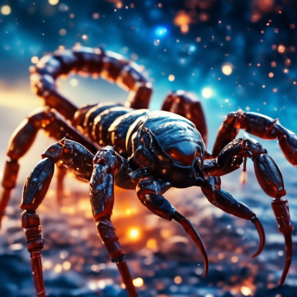 "Constellation of Scorpio, ultradetalization, huge scorpion with a long ...