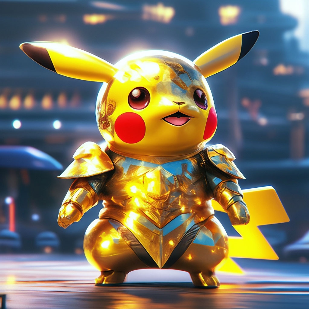 "Pikachu in armor-jelly" — image created in Shedevrum
