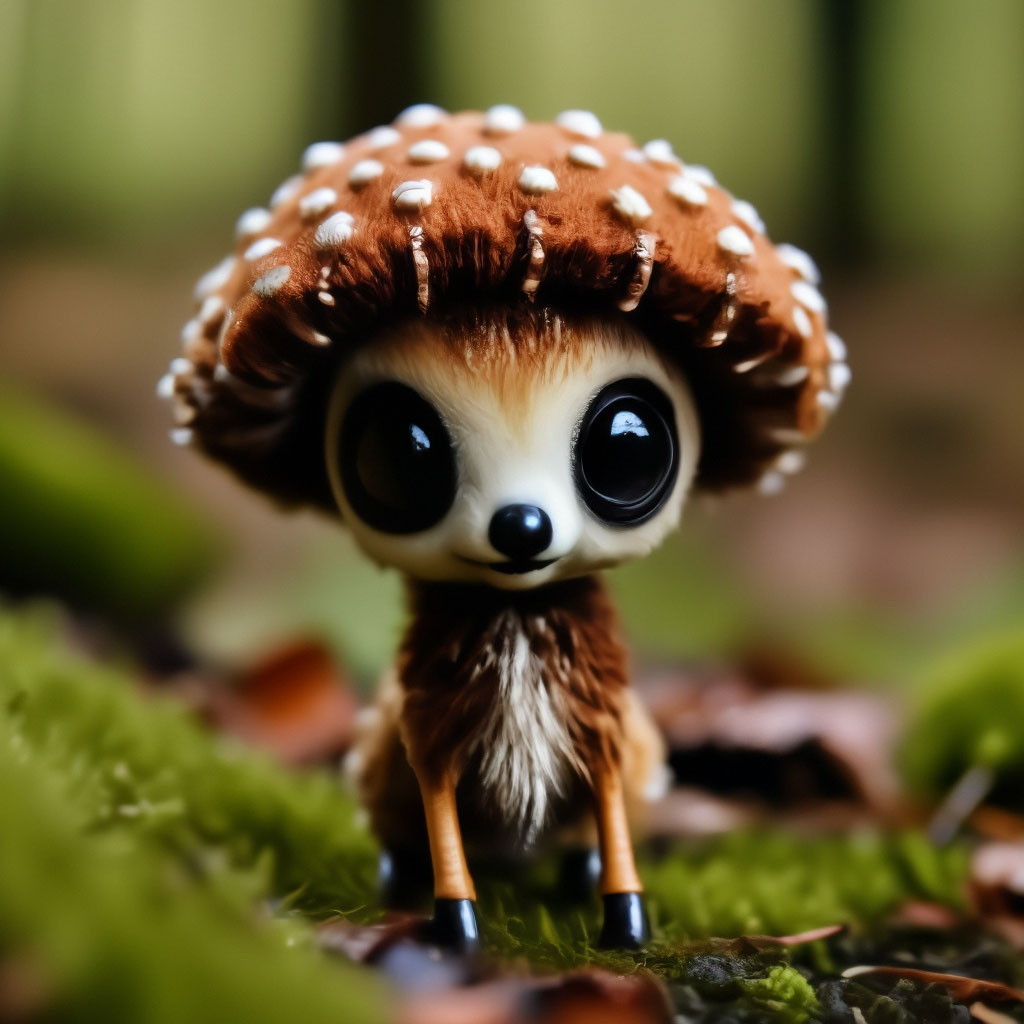 "Bug-eyed Fluffy Tiny fawn 🦌, cute ☺️ , in the style of Tim Burton ...