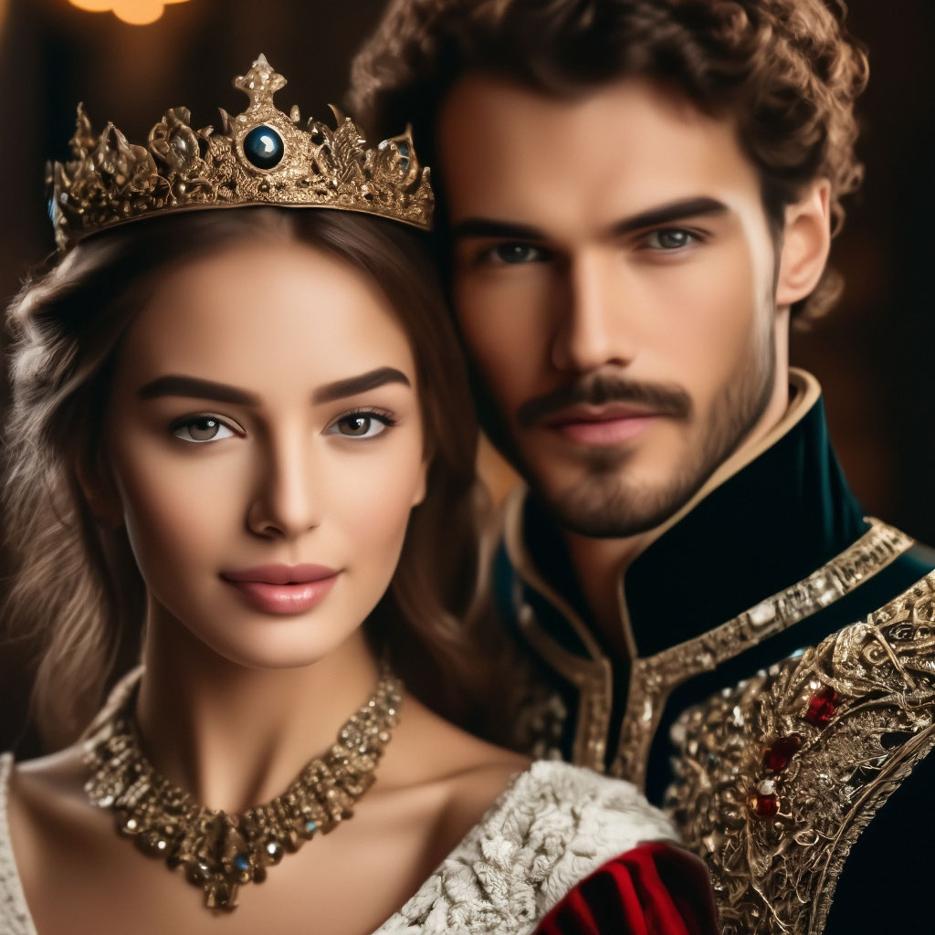"Stunning detailed photo of a beautiful queen and king in royal and ...