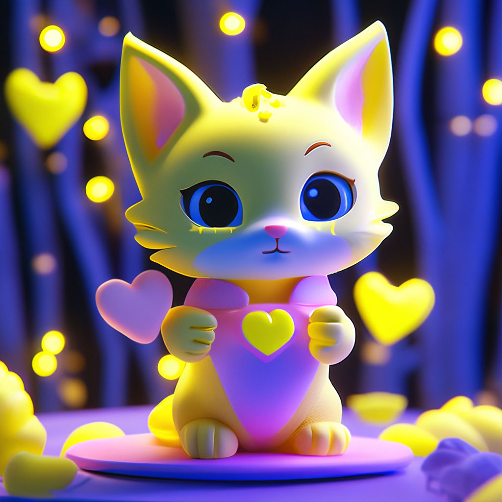 "Anthropomorphic lemon cat holds a heart in its front paws 1024k ...