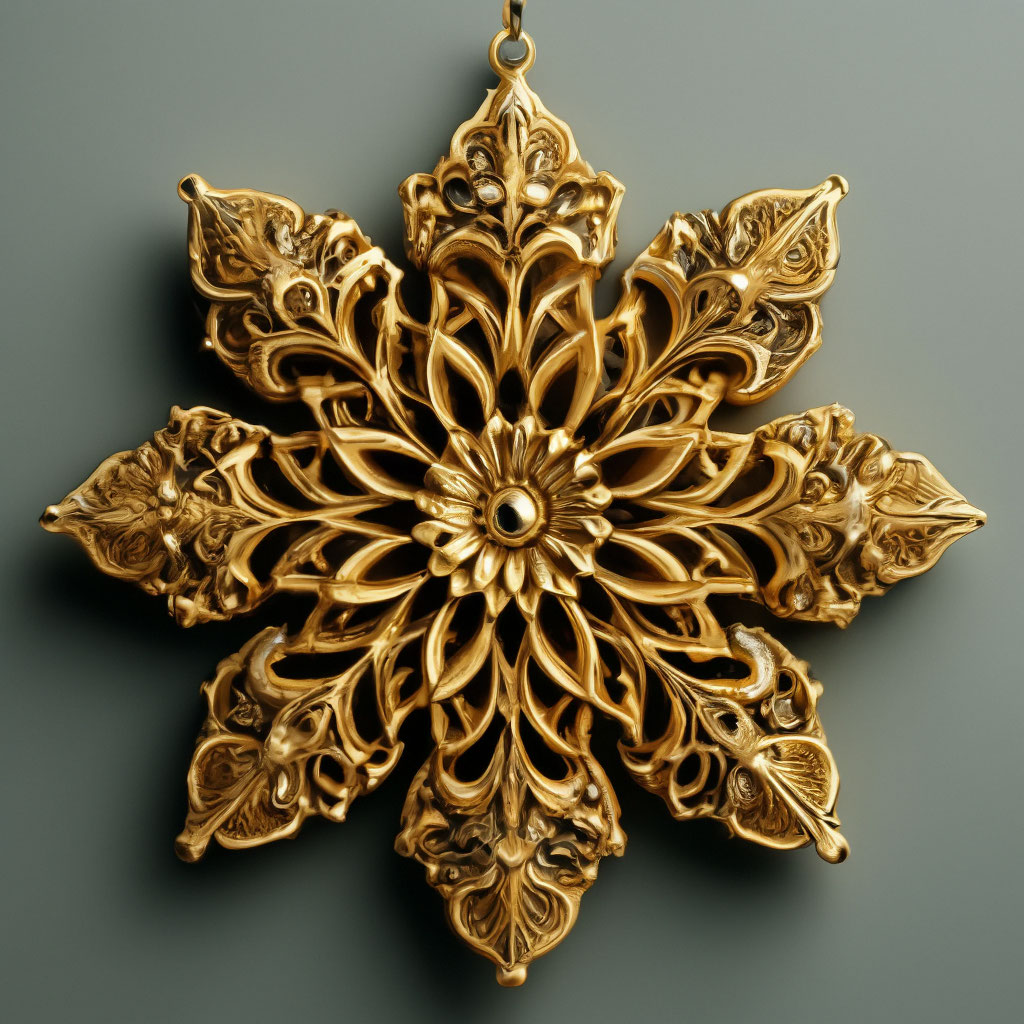 "Golden Christmas tree toy asterisk, filigree carving, realism ...