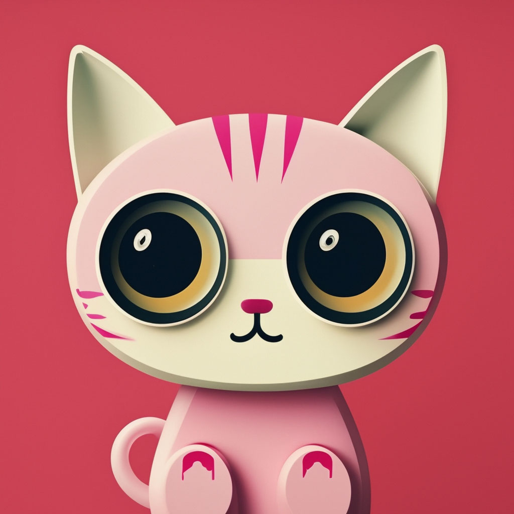 minimalism retro milky pink monster cat style" — image created in Shedevrum