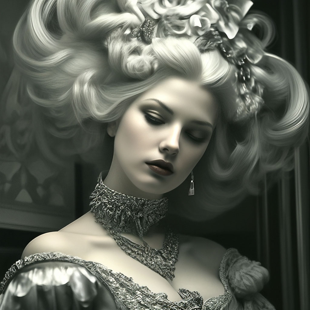 "Complicated hairstyle. baroque. vintage. realistic, 32k, high ...