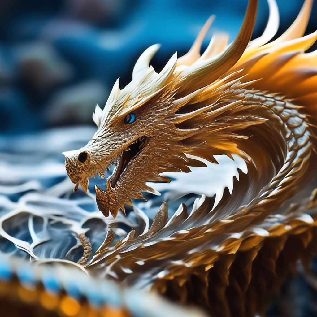 "Epic,Dynamic, Fractal Crystal Dragon" — image created in Shedevrum