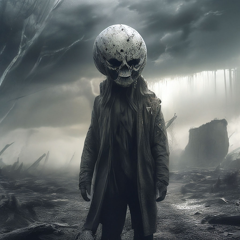"A scary man with a swollen head" — image created in Shedevrum