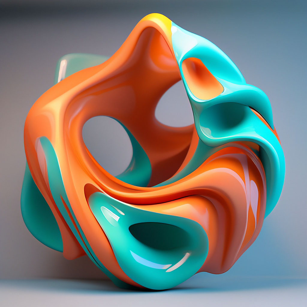 "Abstract 3d figure, flexible, complex, rounded, fluid, lilac ...
