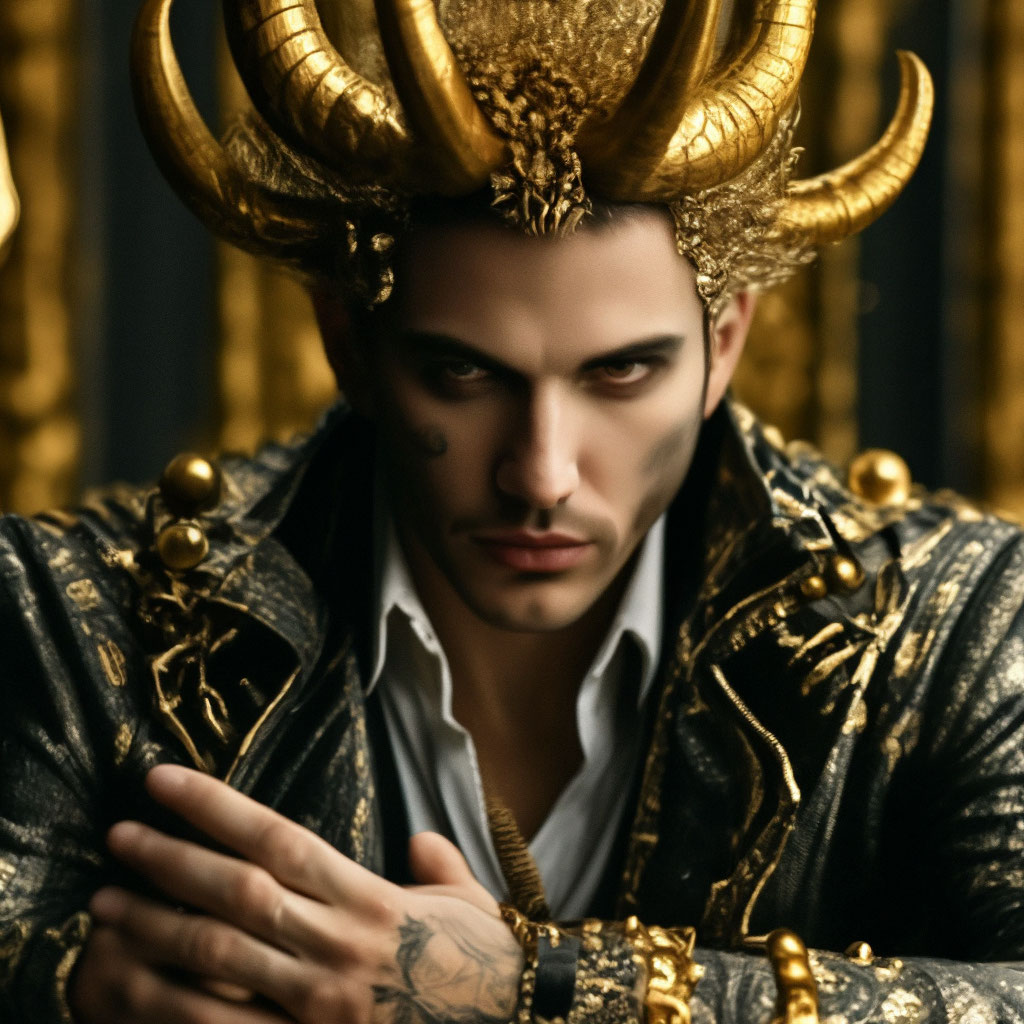 "Mammon, demon of greed, addiction, gold, realistic, professional photo ...