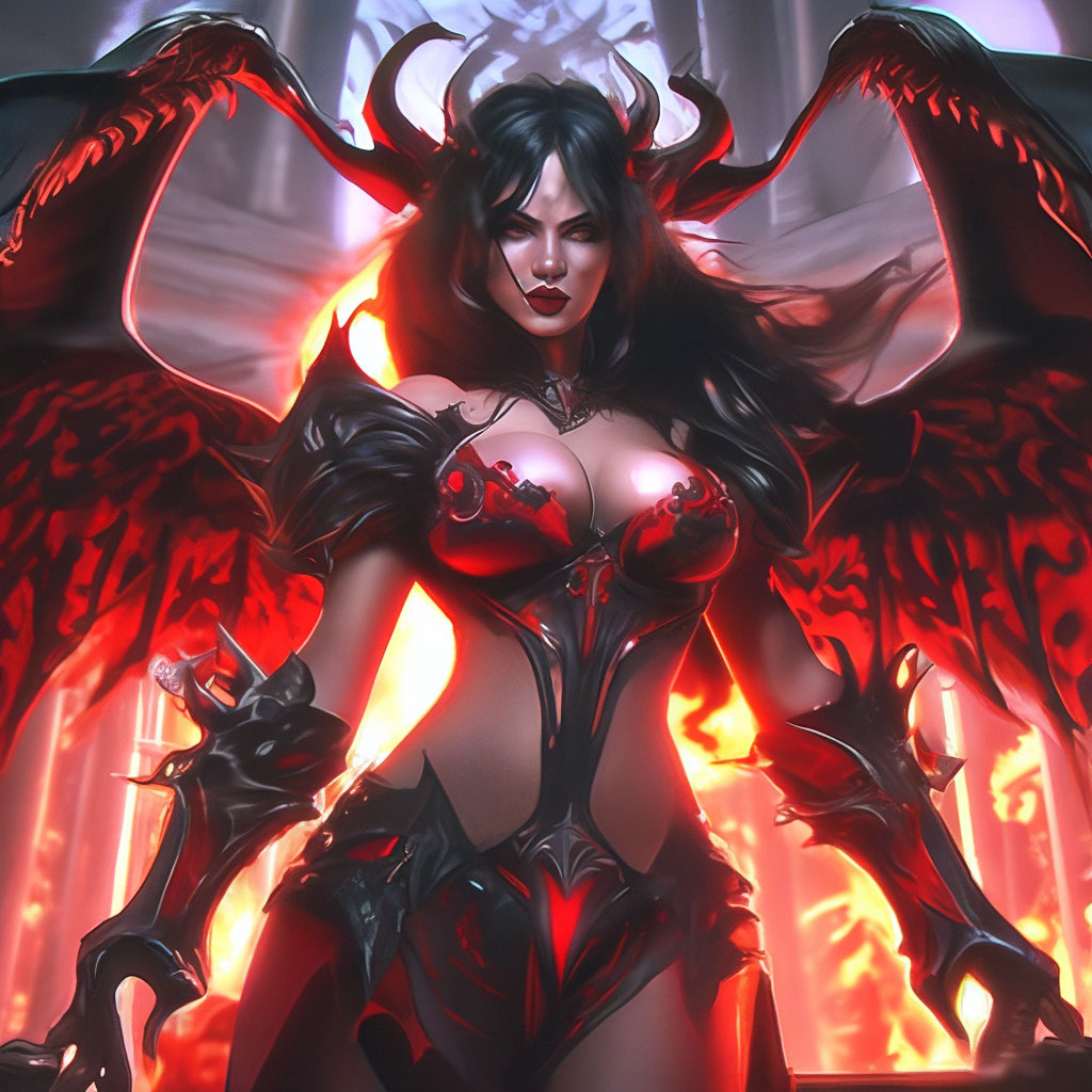 Dangerously Seductive Succubus Demon Majestic Elegant Demon Woman