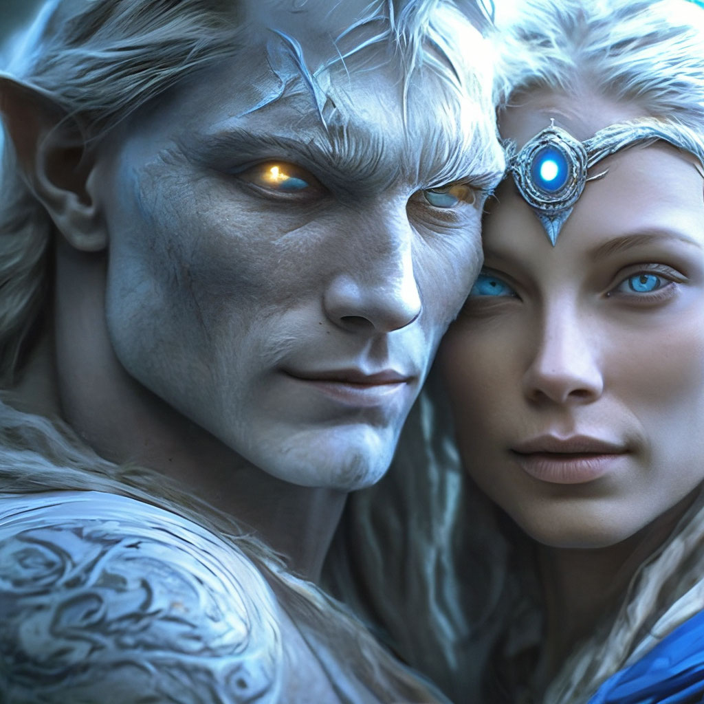 "Photorealism, beautiful, love of elves, symbiosis of sandman and water ...